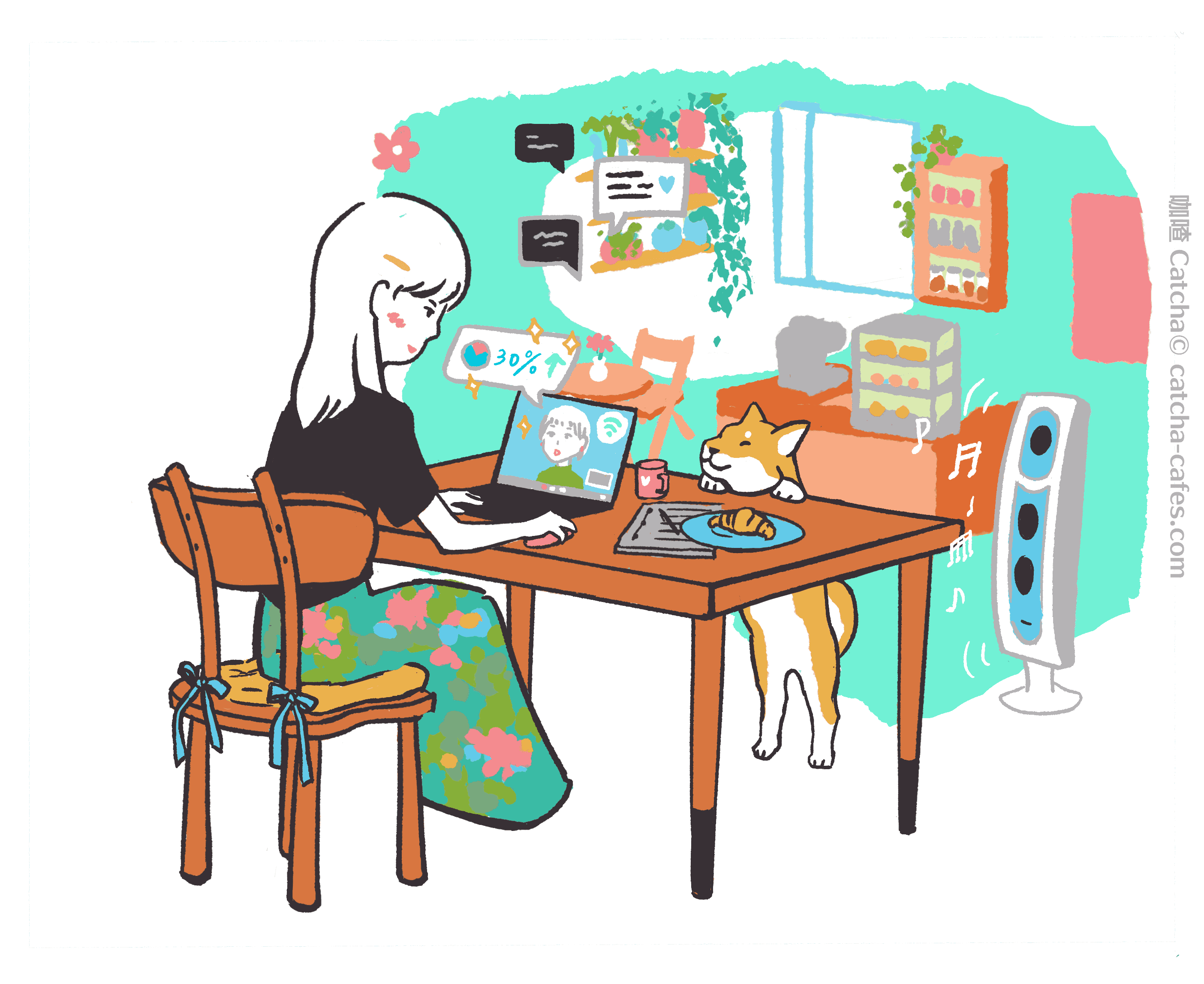 咖喳 Catcha | 心流映像 Stay flow coffee shot | 推薦一家適合工作的咖啡廳，不限時、插座位置多、WIFI 很強